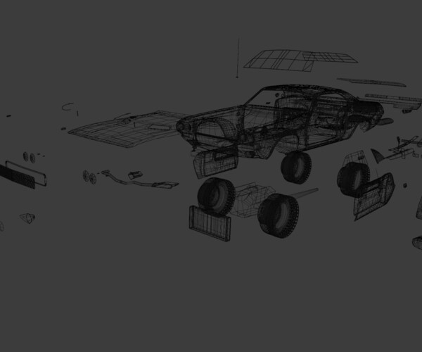 ArtStation - Modular Muscle Car (OBJ / Blend) | Game Assets