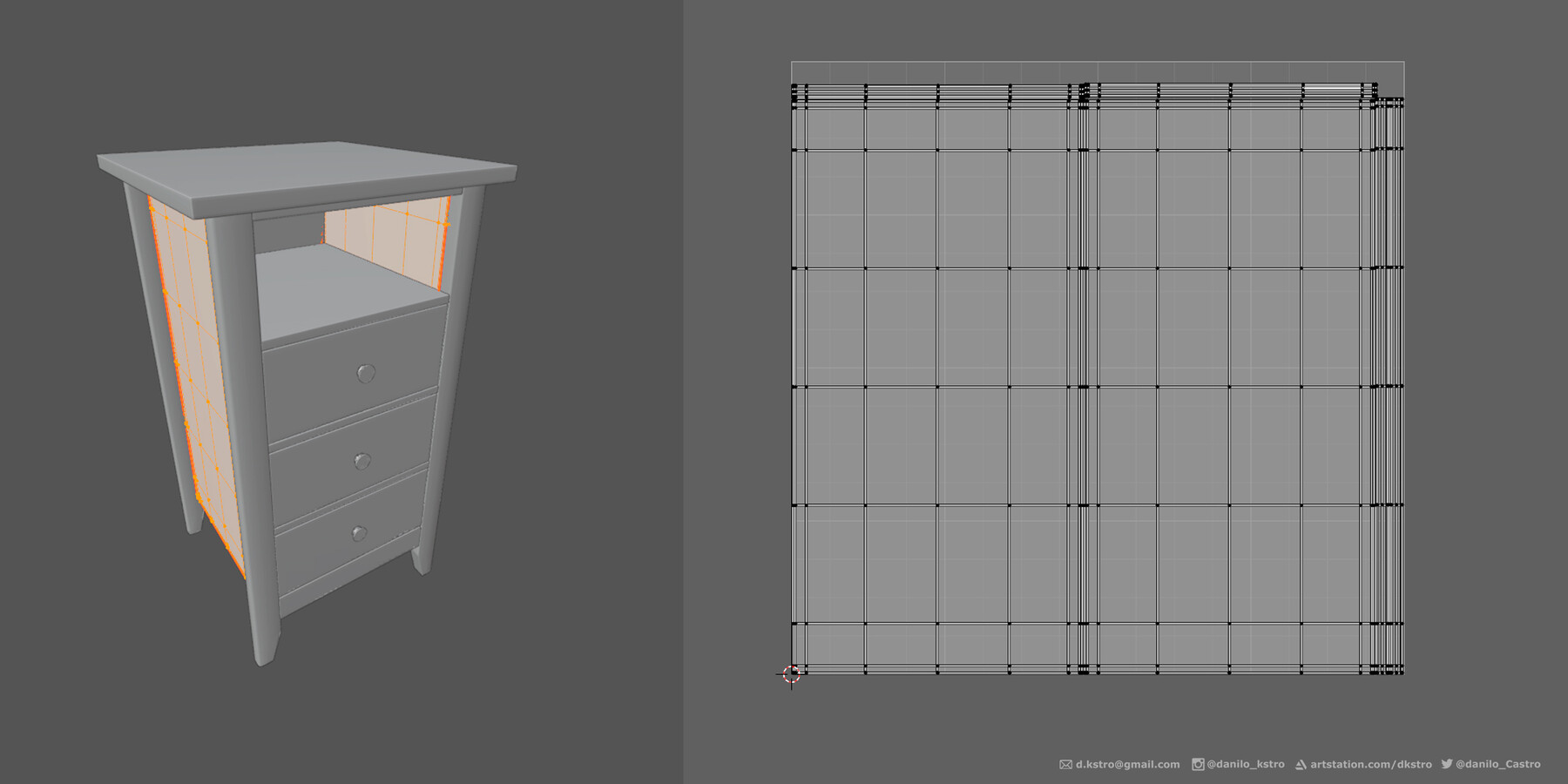 ArtStation - Bedside Table with 3 Drawers | 3D model | 2k Textures ...