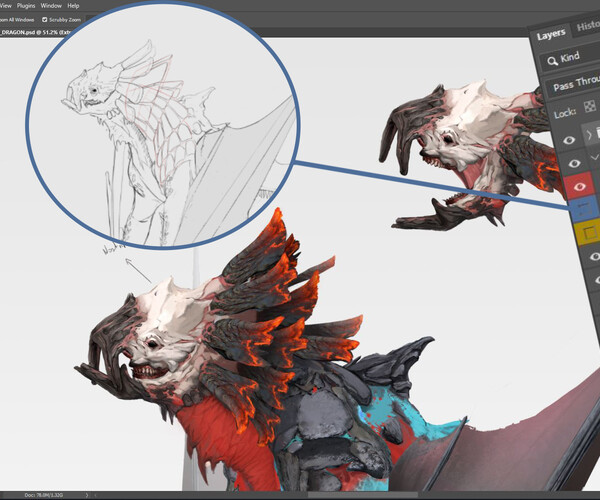 ArtStation - Dragon- Full design process PSD | Artworks