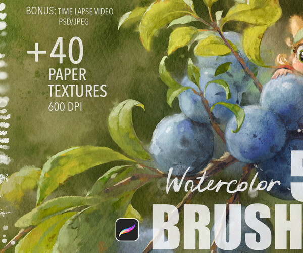 ArtStation - ProCreate Watercolor brushes + Paper textures | Brushes