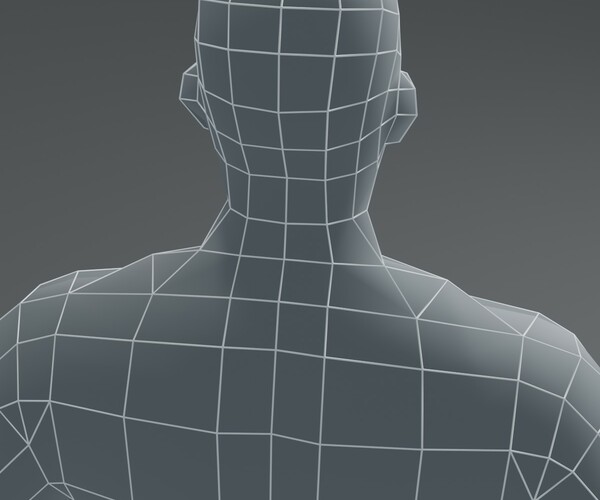 ArtStation - Male Body Base Mesh 3D Model 1000 Polygons | Game Assets