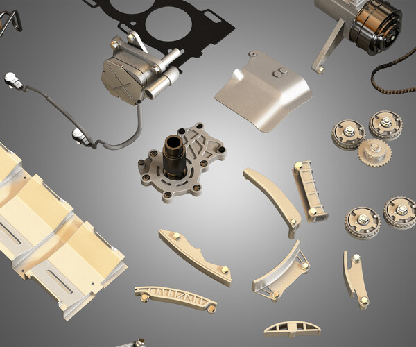 ArtStation - Twin Turbo V6 Engine Parts | Resources