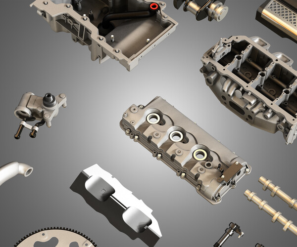 ArtStation - Twin Turbo V6 Engine Parts | Resources