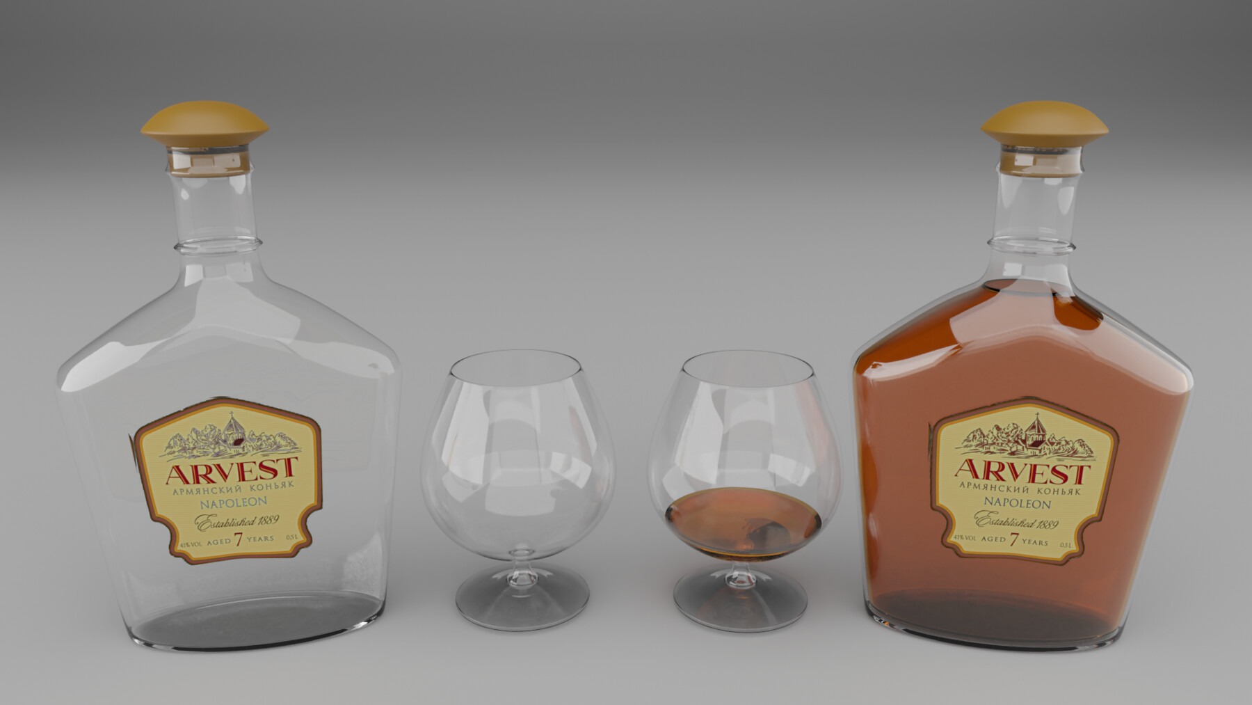 ArtStation - High poly set bottles with glasses | Game Assets