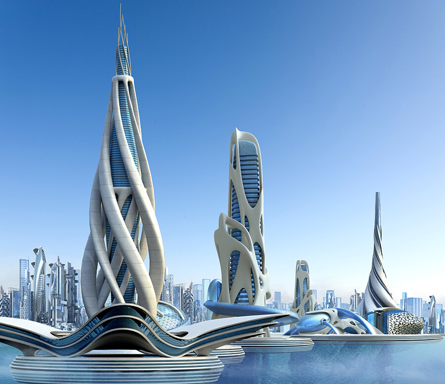 ArtStation - Futuristic City 8. Organic Architecture - Illustration ...