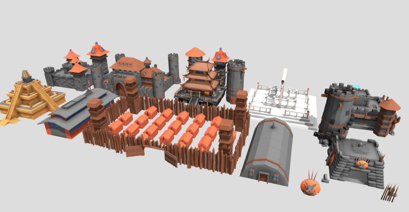 ArtStation - Game Pack - Strategy Game Buildings, castles and Barracks ...