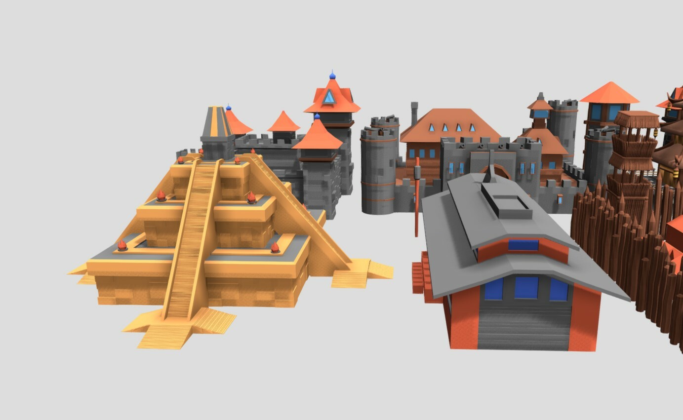 ArtStation - Game Pack - Strategy Game Buildings, castles and Barracks ...