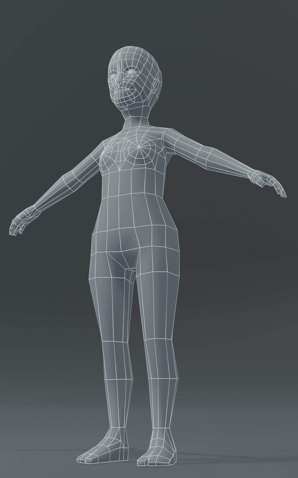 ArtStation - Girl Kid Body Base Mesh 3D Model 1000 Polygons | Game Assets