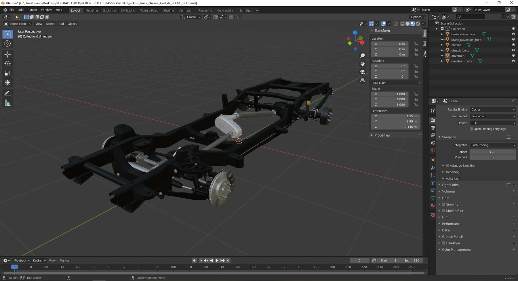 ArtStation - PICKUP TRUCK CHASSIS 4WD IFS | Game Assets