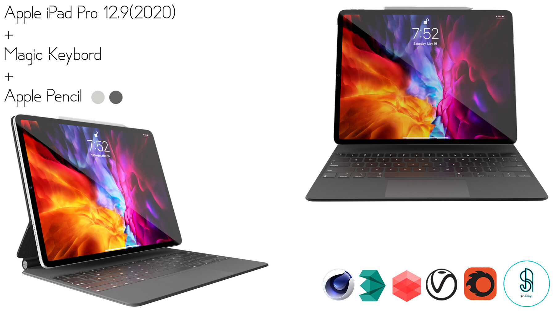 ArtStation - iPad Pro 12.9 (2020)+Magic keybord+Apple Pencil | Resources