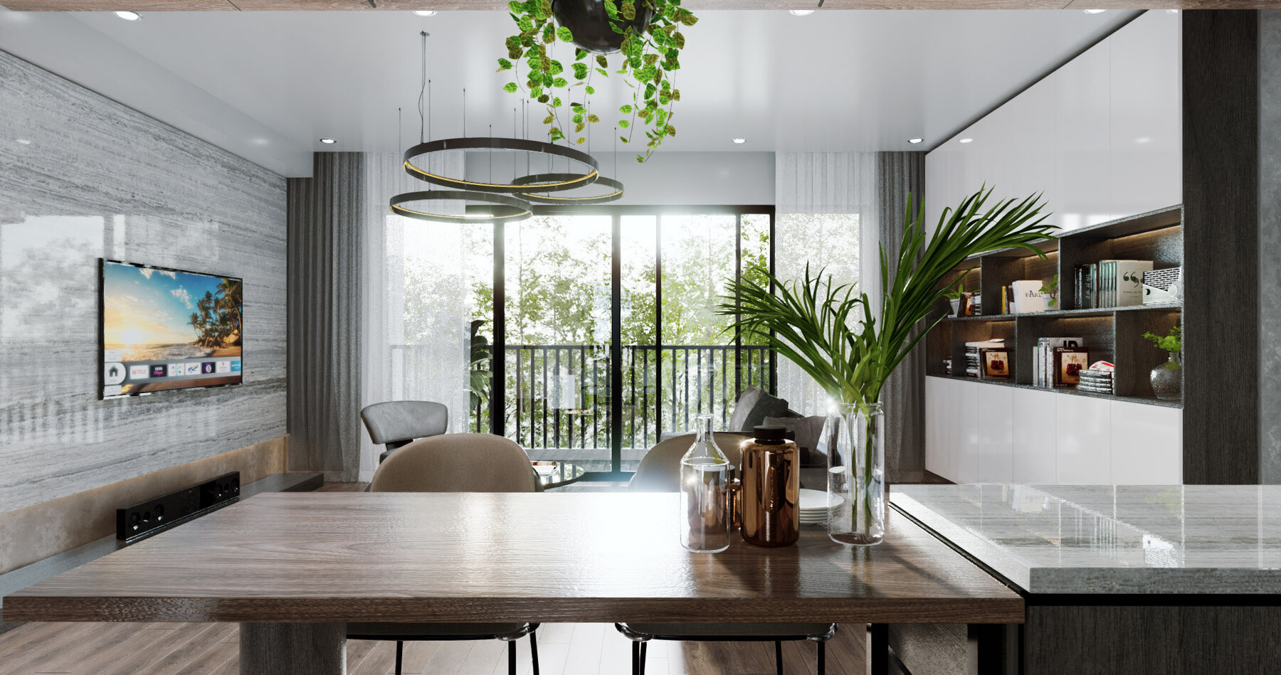 ArtStation - D5Render 1.7.1 Day Livingroom and kitchen in Realistic ...