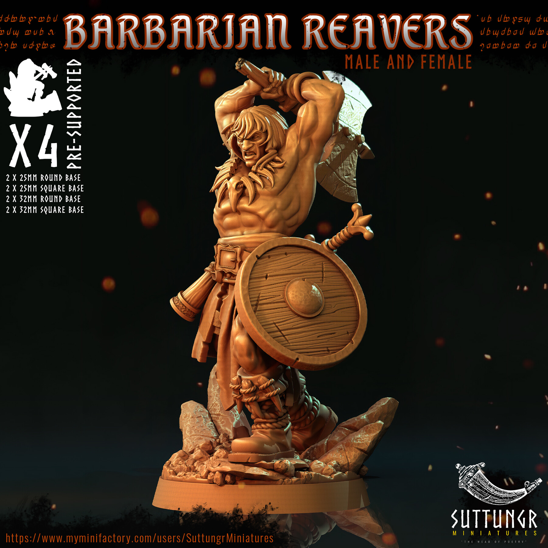 ArtStation - Barbarian Reavers 32mm Pre-Supported 3D Print STL | Resources