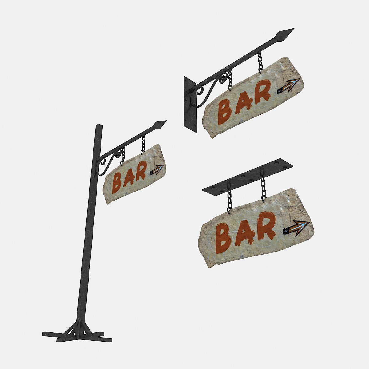 ArtStation - 3D old stone bar sign 02 model | Game Assets