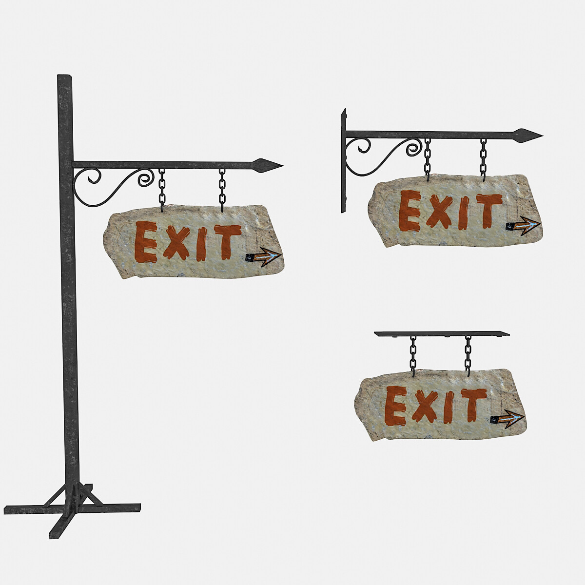 ArtStation - old stone exit sign 02 | Game Assets