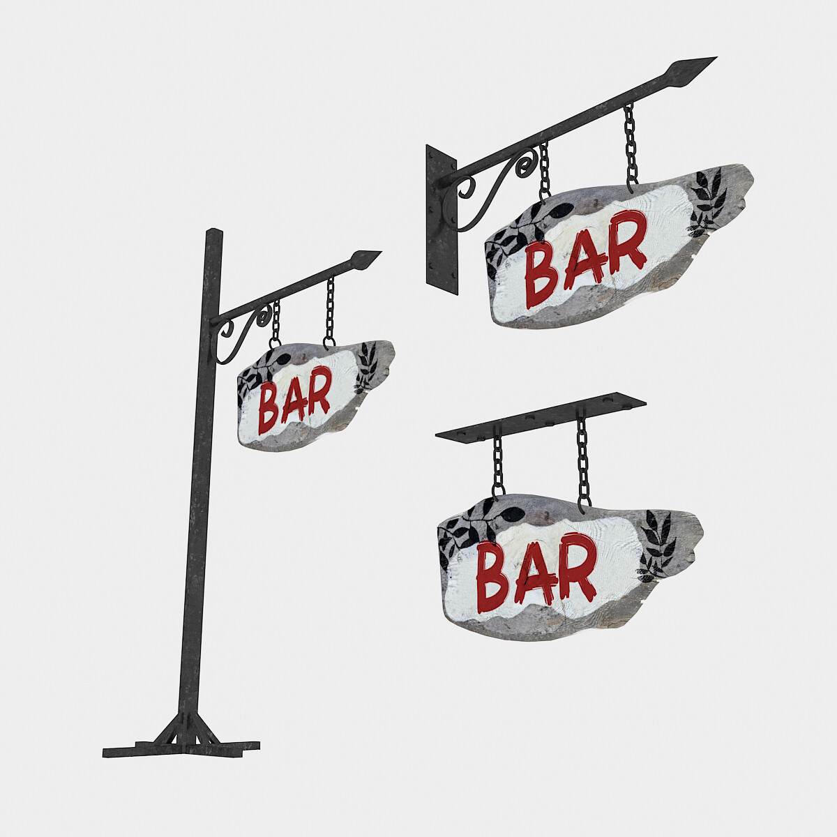 ArtStation - 3D old wooden bar sign 02 model | Game Assets