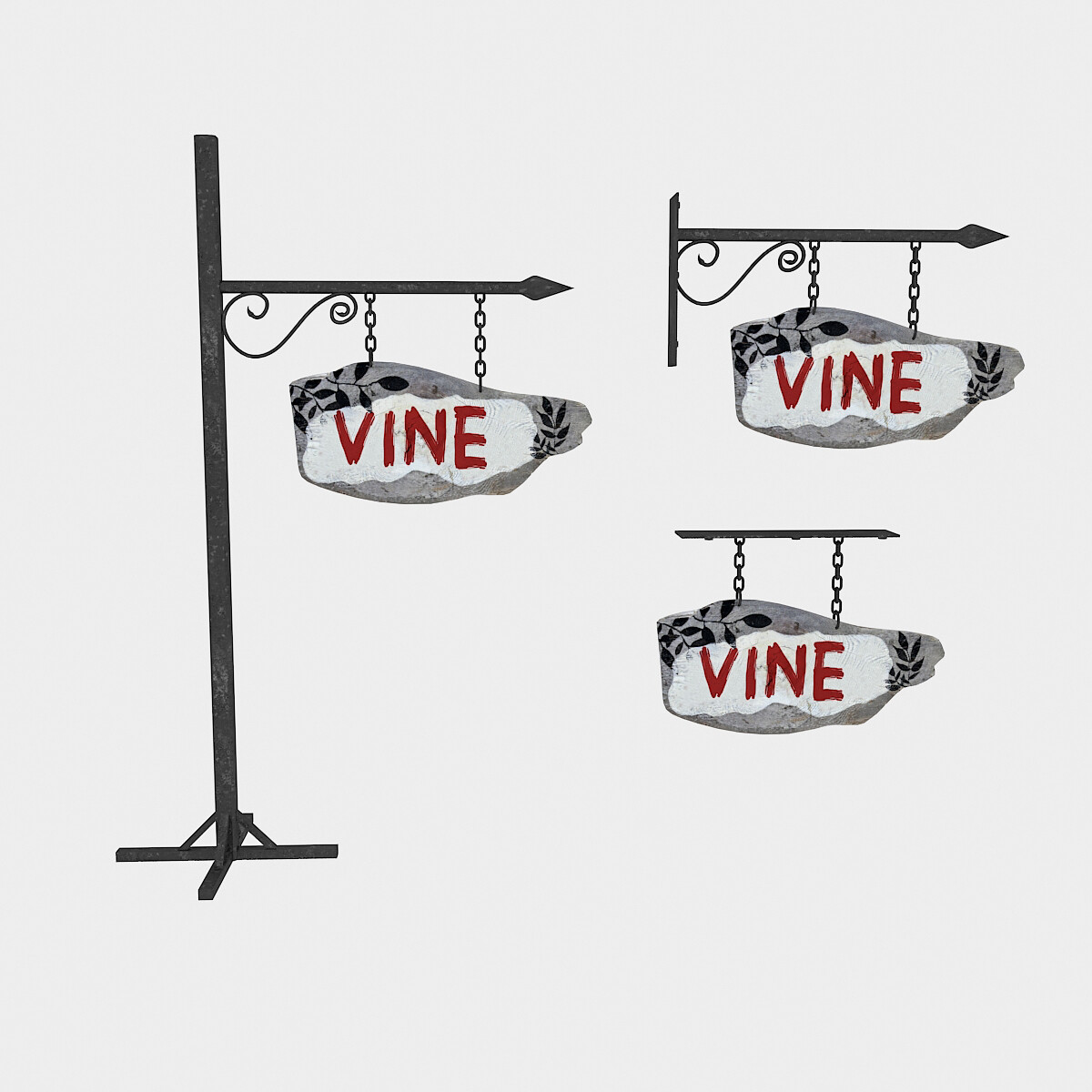 ArtStation - old wooden vine sign 02 | Game Assets