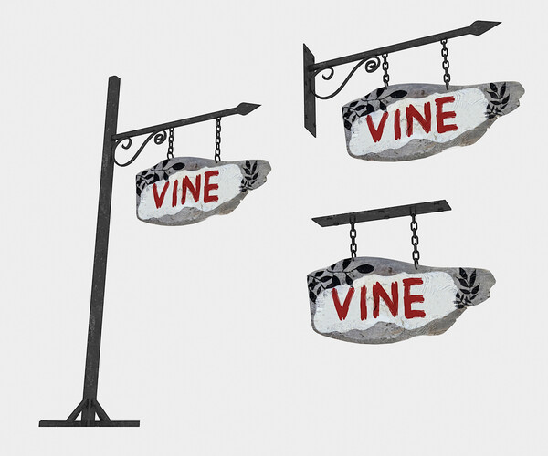 ArtStation - old wooden vine sign 02 | Game Assets