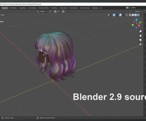 ArtStation - Low Poly Female Hair "Style F03" - FBX/OBJ + Blender ...