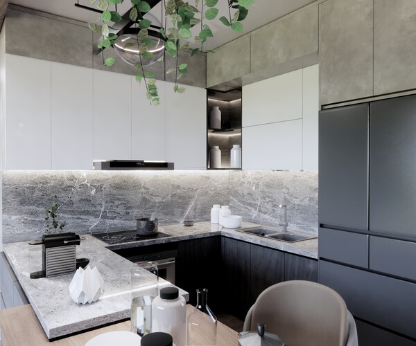 ArtStation - Small Livingroom with kitchen Use Enscape 3.0 | Resources