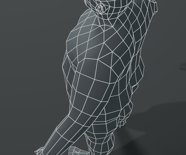 ArtStation - Male Body Fat Base Mesh 3D Model 1000 Polygons | Game Assets