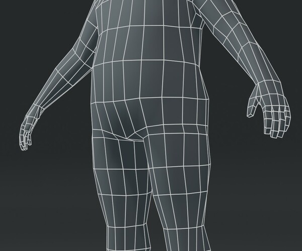 ArtStation - Male Body Fat Base Mesh 3D Model 1000 Polygons | Game Assets