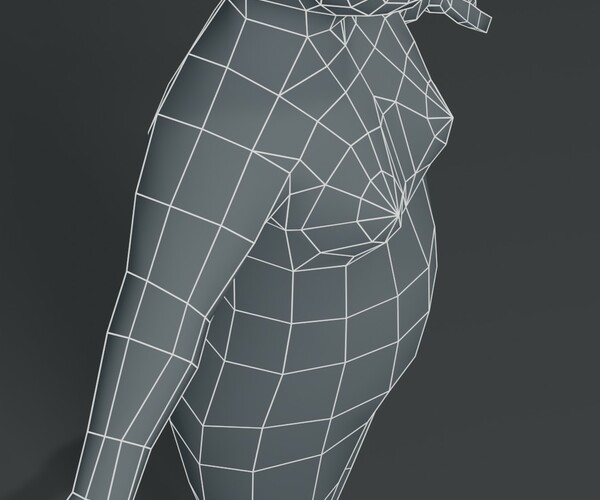 ArtStation - Fat Girl Kid Body Base Mesh 3D Model 1000 Polygons | Game ...