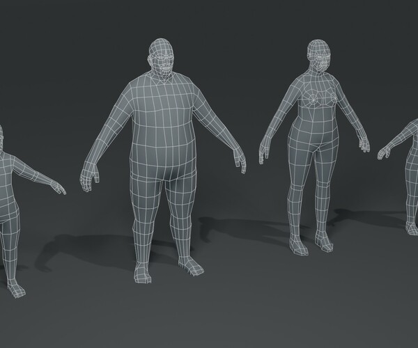ArtStation - Fat Body Base Mesh 3D Model Family Pack 1000 Polygons ...