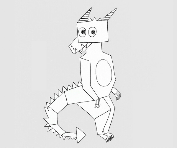 ArtStation - Geometric dragon, black-and-white | Artworks