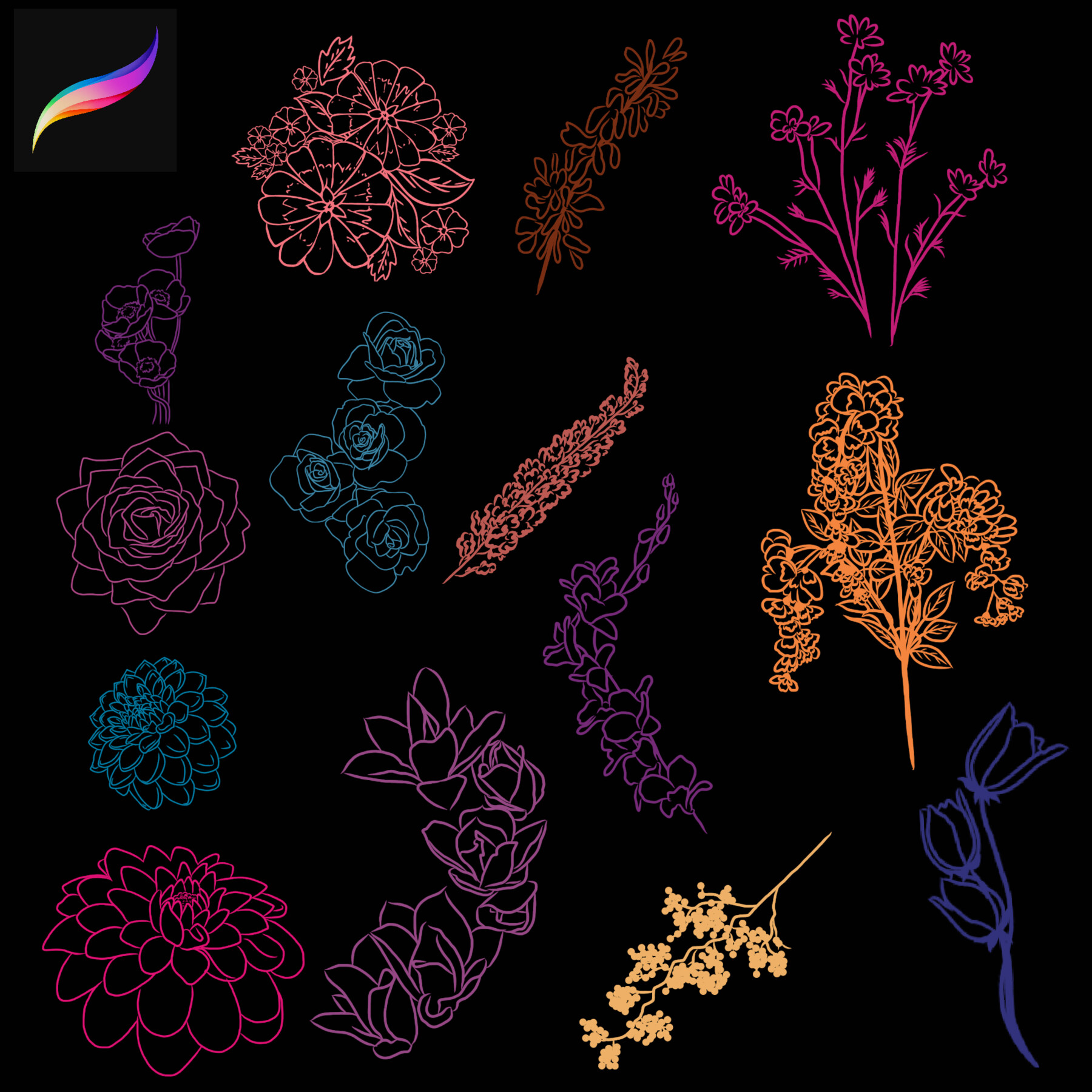ArtStation - Procreate Flower Brushes Set | Brushes