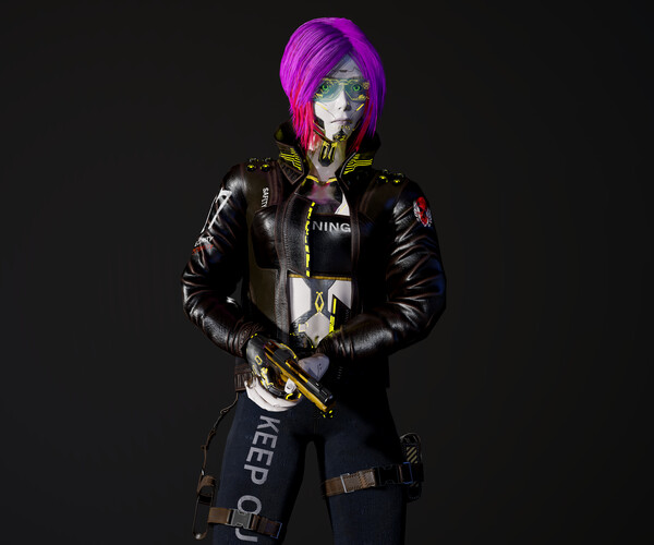 ArtStation - Cyberpunk Girl low pole game model | Game Assets