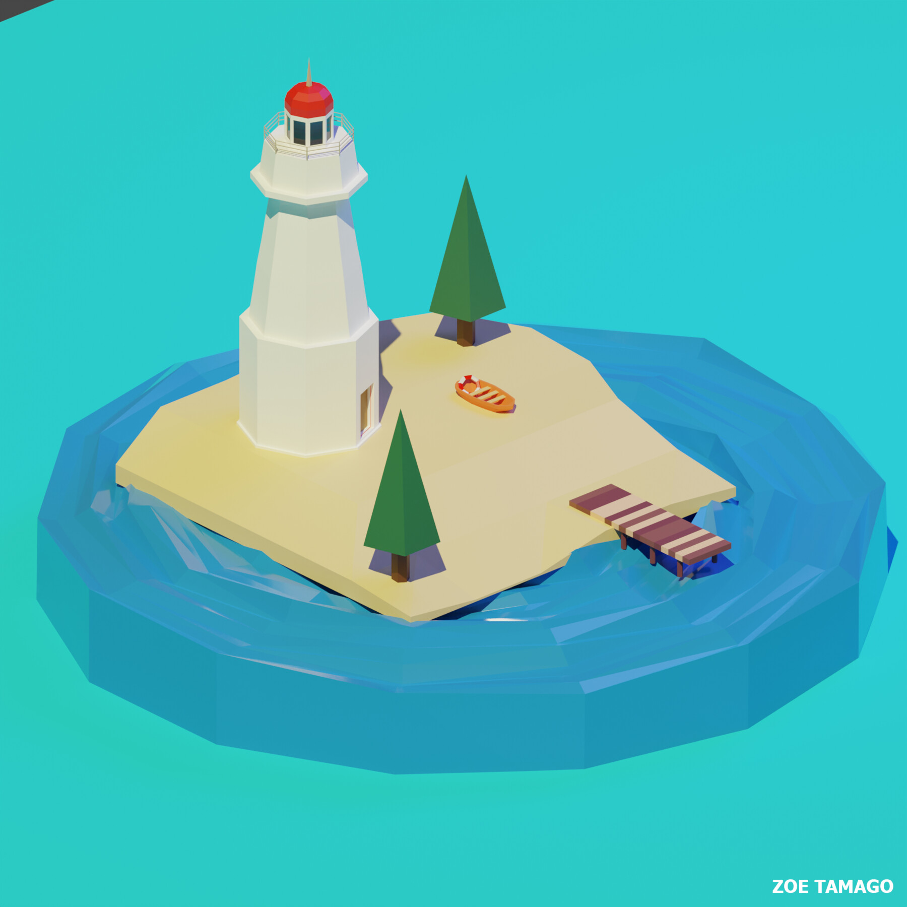 ArtStation - Isometric Low Poly Lighthouse by Zoe Tamago | Resources