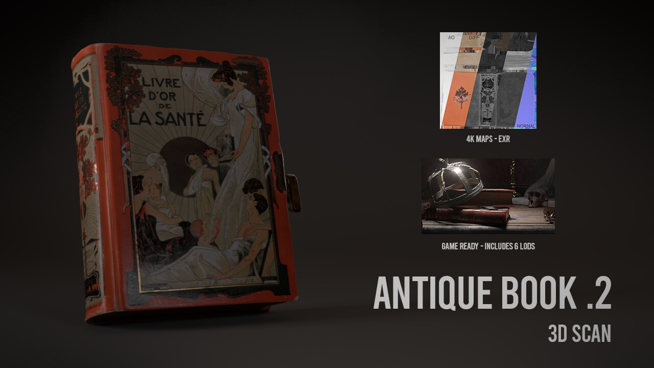 ArtStation - Antique Book .2 - 3D Scan with Textures & LODS | Resources