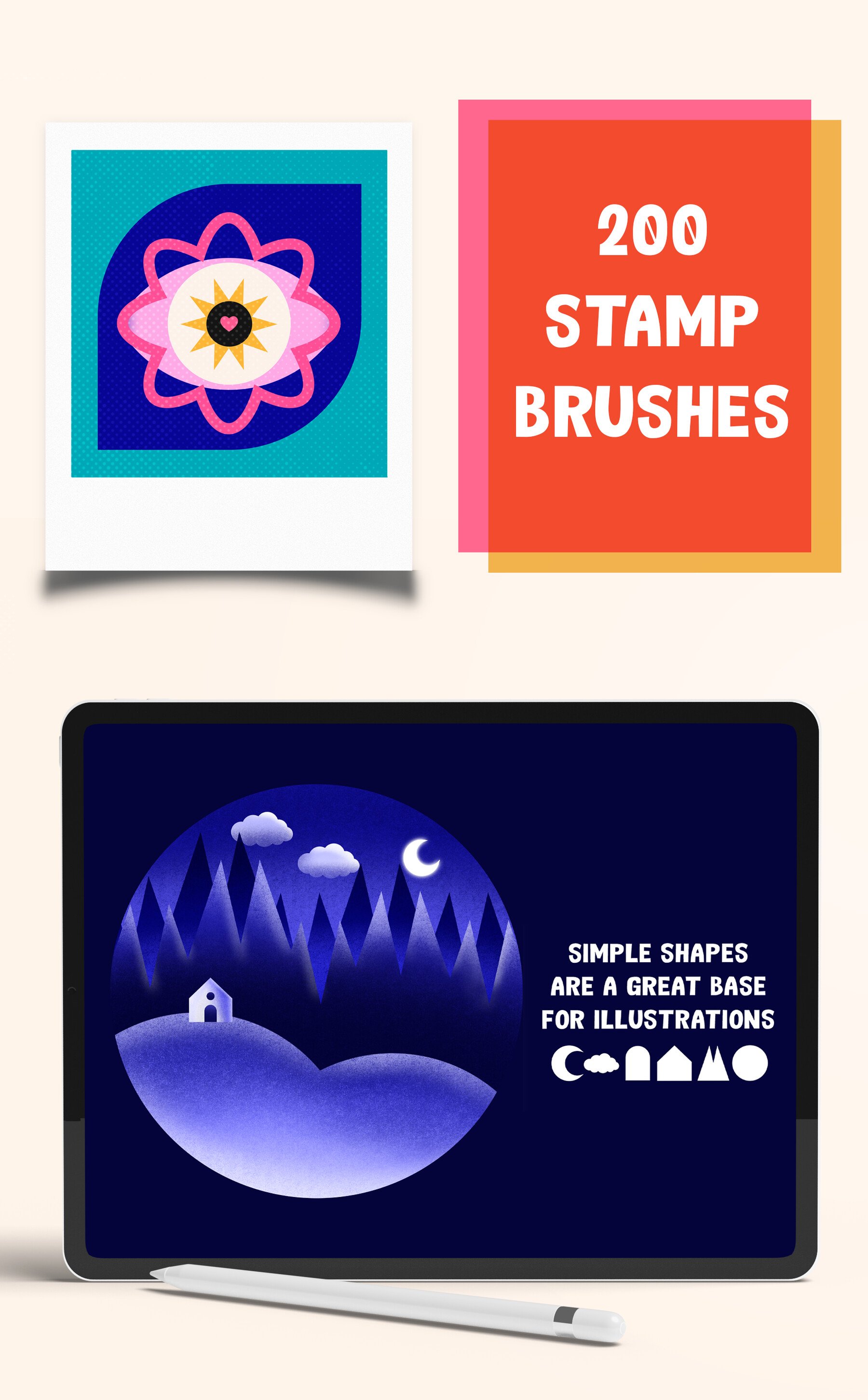 ArtStation - 200 Simple shapes brushes for Procreate | Brushes
