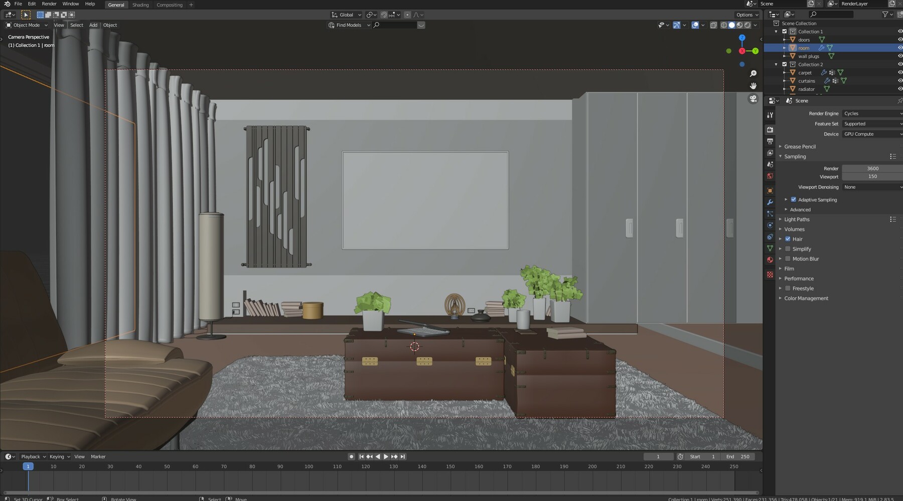ArtStation - Kira's Living Room 3D scene (.fbx - .blend) | Resources