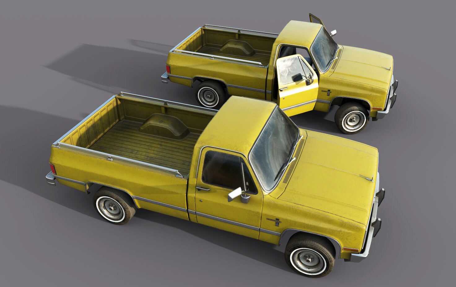 ArtStation - Chevrolet C10 1982 Yellow Game Ready | Game Assets