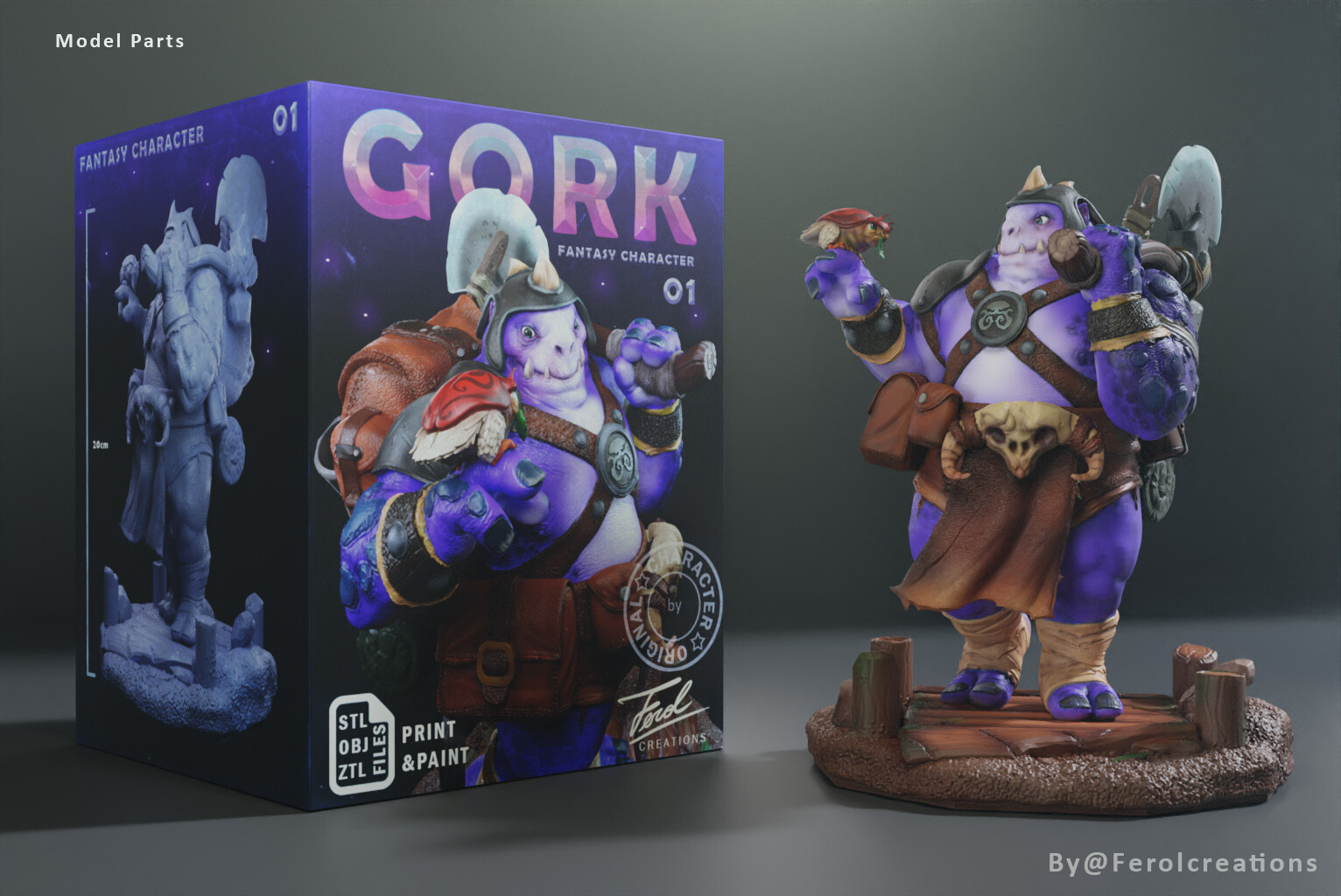 ArtStation - Gork Fantasy Creature 01- Ready for 3D Print | Resources