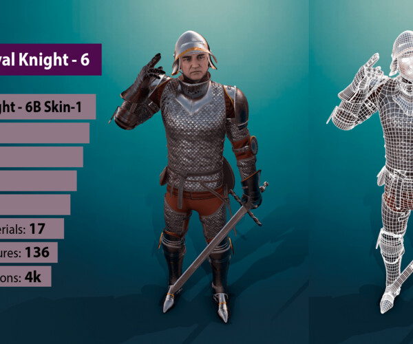 ArtStation - TAB Medieval Knight - 6B - Skin1 | Game Assets