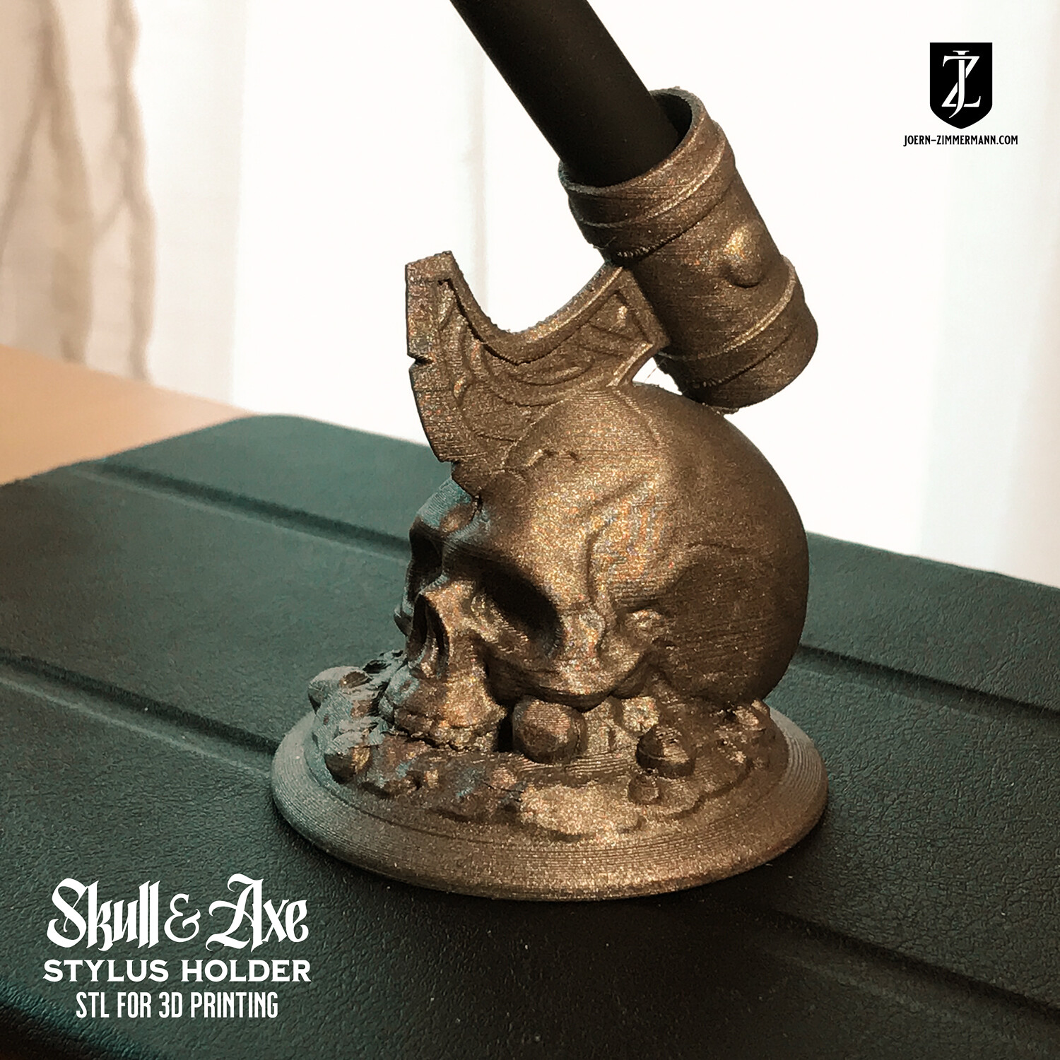 ArtStation - Skull & Axe | Stylus Holder STL /Personal License/ | Resources