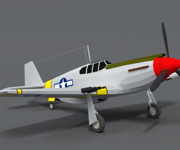 ArtStation - Low Poly Cartoon North American P-51 Mustang | Game Assets
