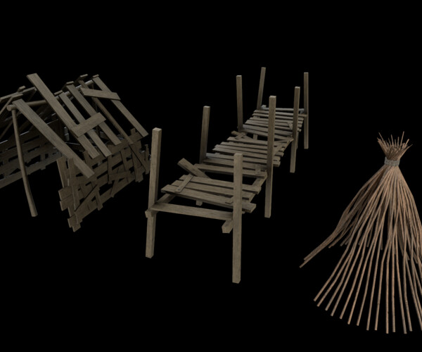 ArtStation - Asset of wooden decorations in low poly Low-poly | Game Assets
