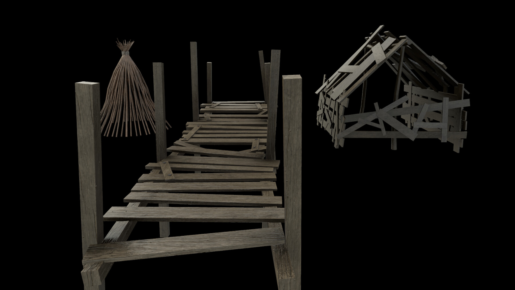 ArtStation - Asset of wooden decorations in low poly Low-poly | Game Assets