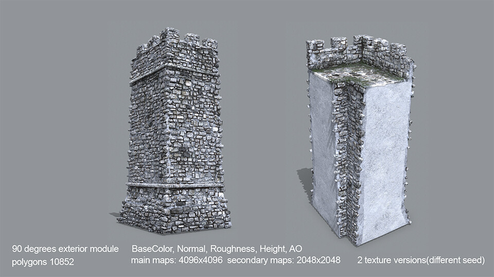 ArtStation - Modular Medieval Wall Set for Concept Art and Illustration ...