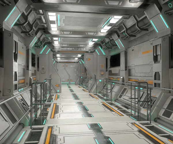 ArtStation - Sci-Fi Modular Corridor with Door Version 2 - Low Poly ...