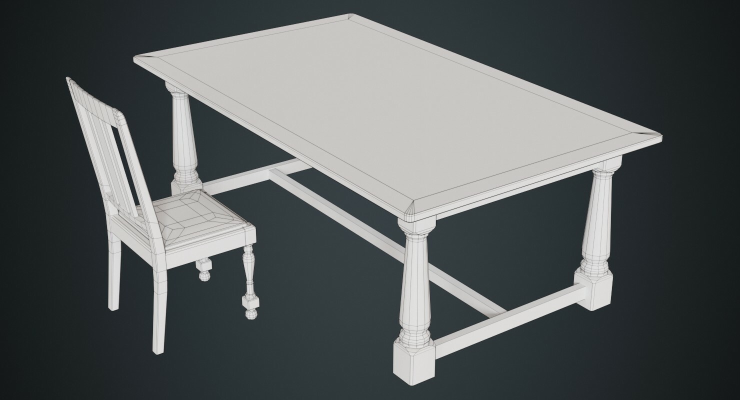 ArtStation - Table And Chair 1A | Game Assets