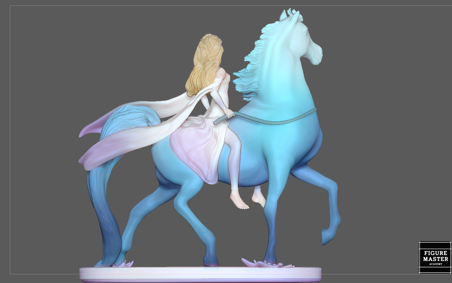ArtStation - Elsa on horse white dress FROZEN2 disney girl princess 3D ...