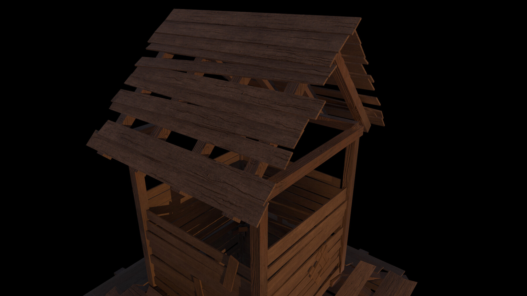 ArtStation - 3d model of wooden temple in low poly | Game Assets