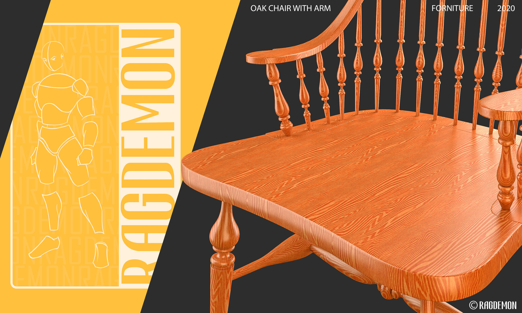ArtStation - OAK CHAIR WITH ARM | Game Assets