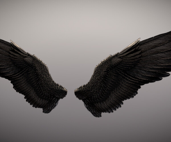 ArtStation - Low Poly Animated Dark Angel Wings | Game Assets