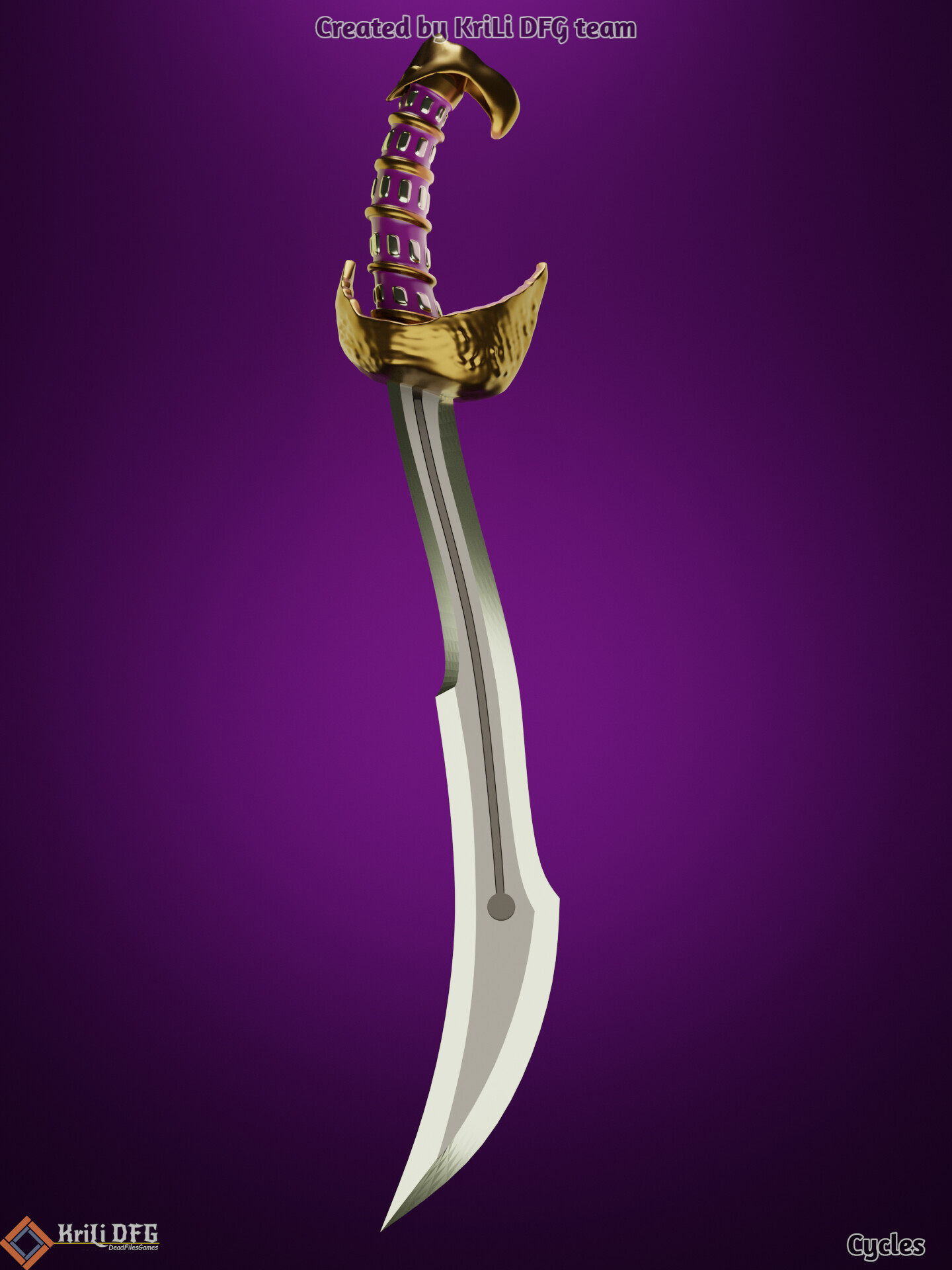 Artstation Purple Gold Fantasy Sword 3d Weapon Model Resources
