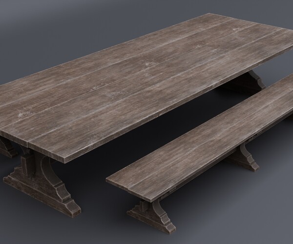 ArtStation - Medieval Table with Bench | Game Assets